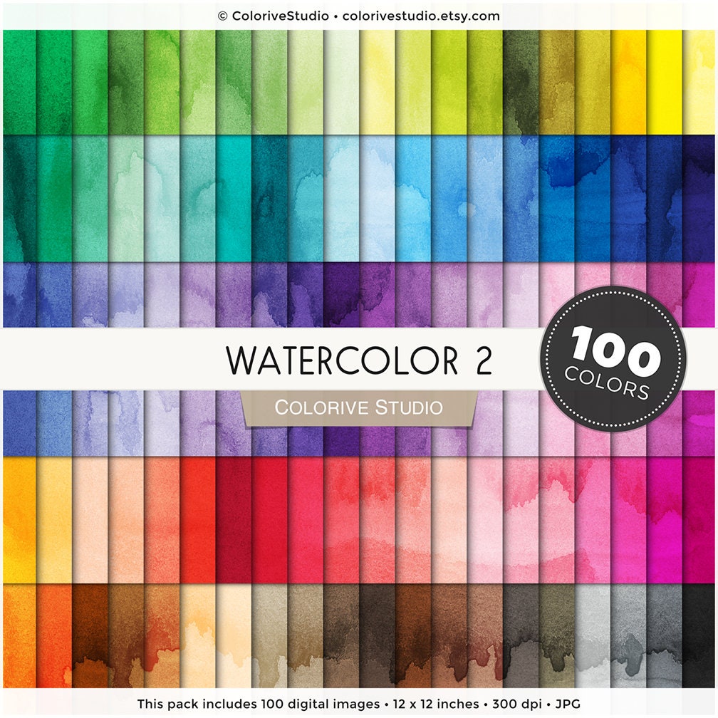 Watercolor Digital Paper 100 Rainbow Colors Water Colour - Etsy