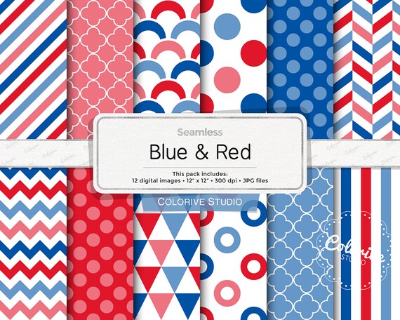 Blue And Red Chevron Pattern