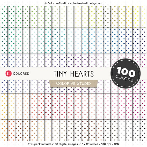 Pastel Hearts Digital Papers Small Rainbow Geometric Hearts - Etsy