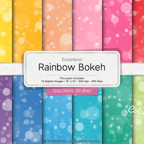 Rainbow Bokeh Digital Papers Colorful Bokeh Sparkling Lights - Etsy