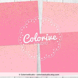 Pink and Gold Confetti Digital Paper Gold Confetti Patterns - Etsy