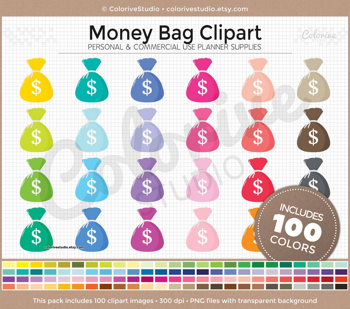 Embellishments Rainbow Colors Digital Planner Stickers Vector EPS PNG ...