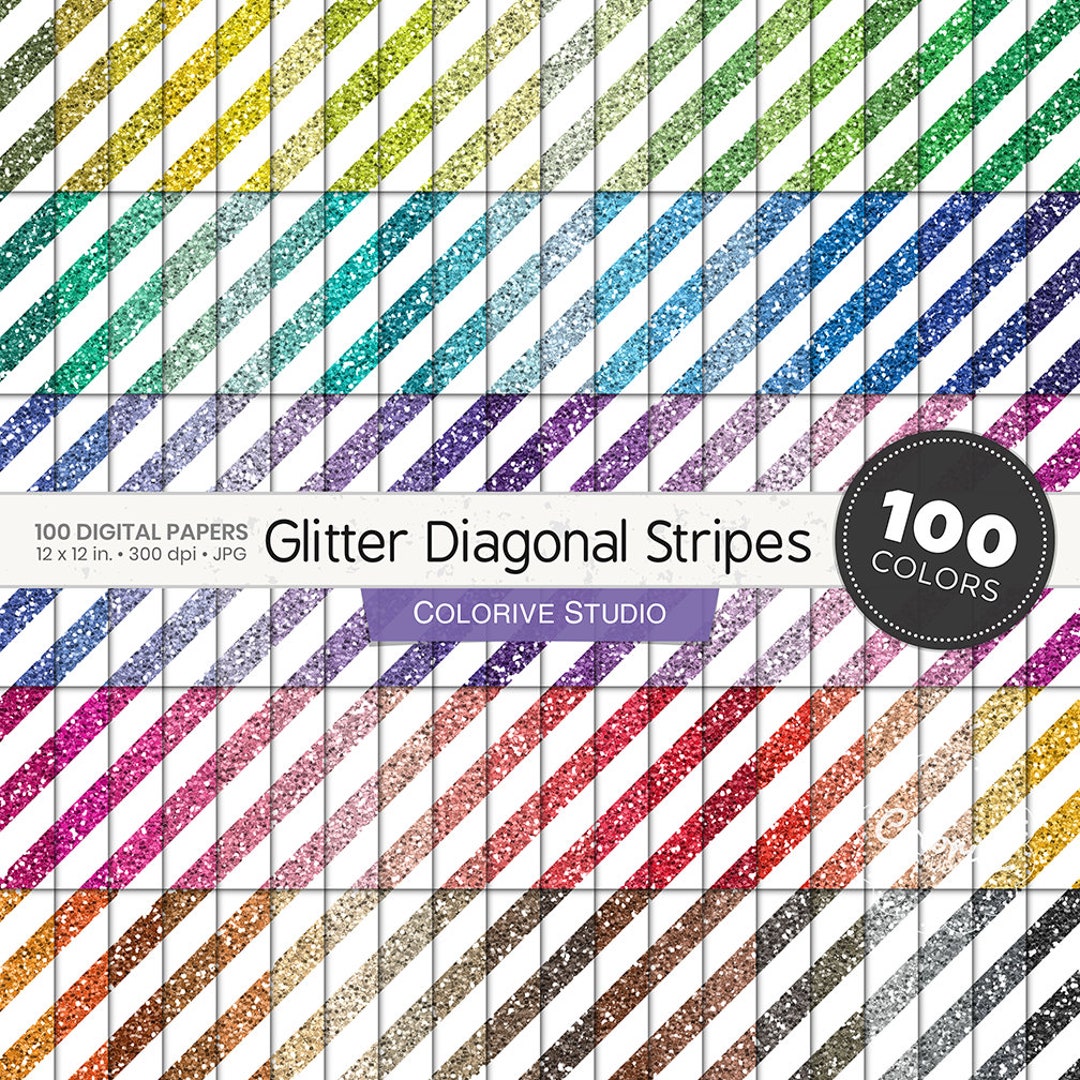 Rainbow Glitter Stripes Digital Paper: 100 Seamless Textures (digital ...