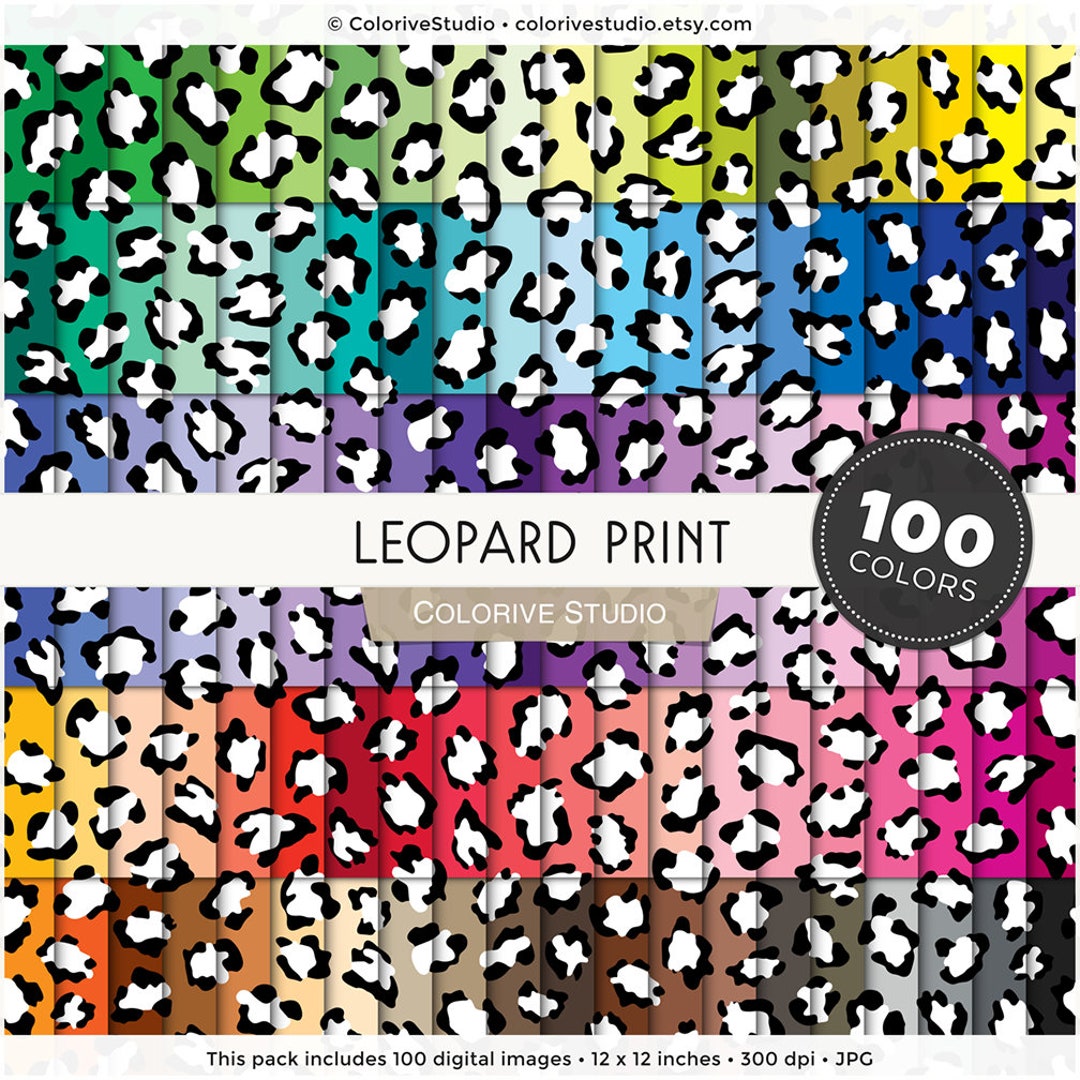 Leopard Print Digital Paper 100 Rainbow Colors Animal Print - Etsy