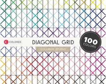 Tinted Diagonal Grid Digital Paper 100 Rainbow Colors Diamond | Etsy