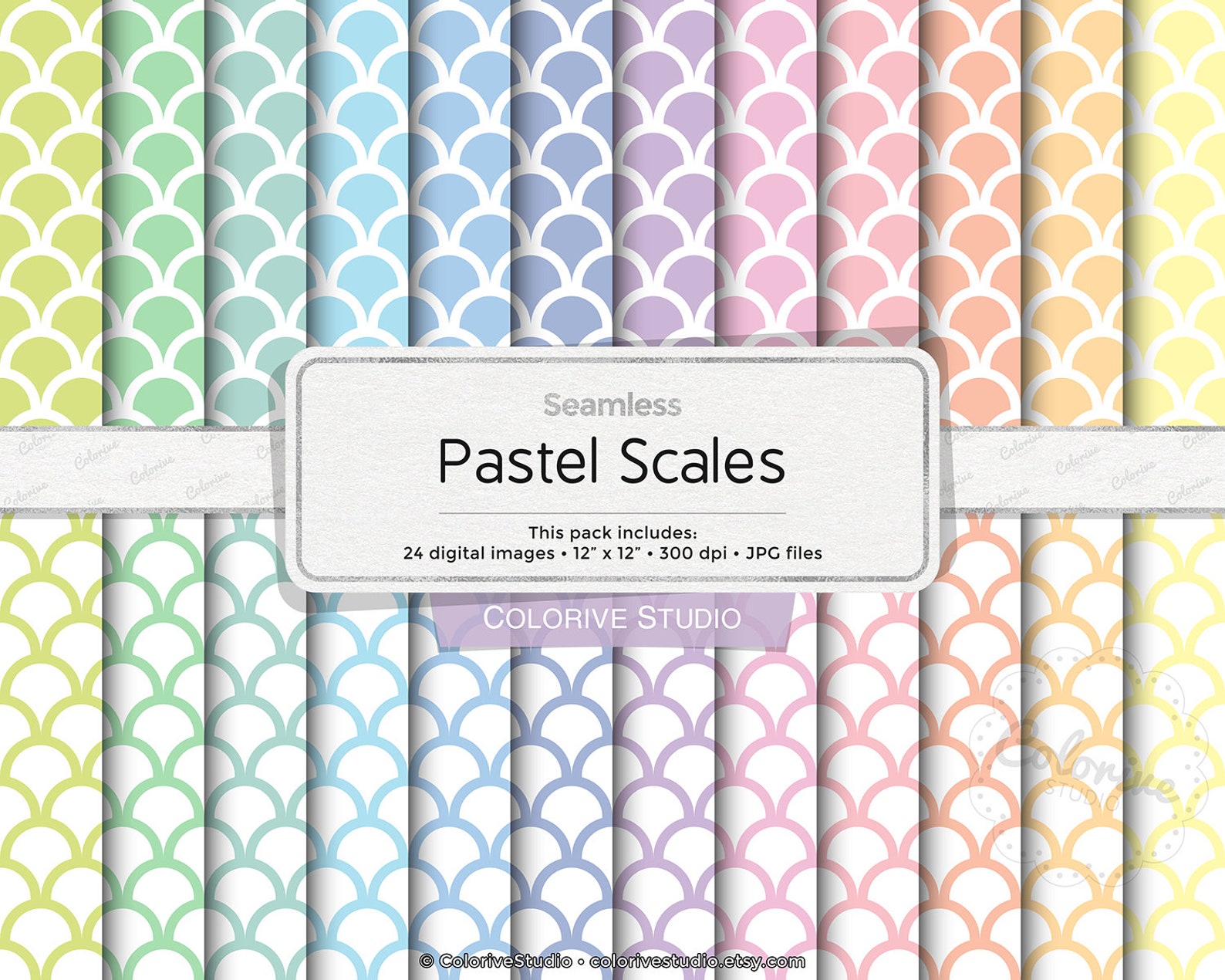 Pastel Scales Digital Paper Soft Rainbow Colors Mermaid - Etsy