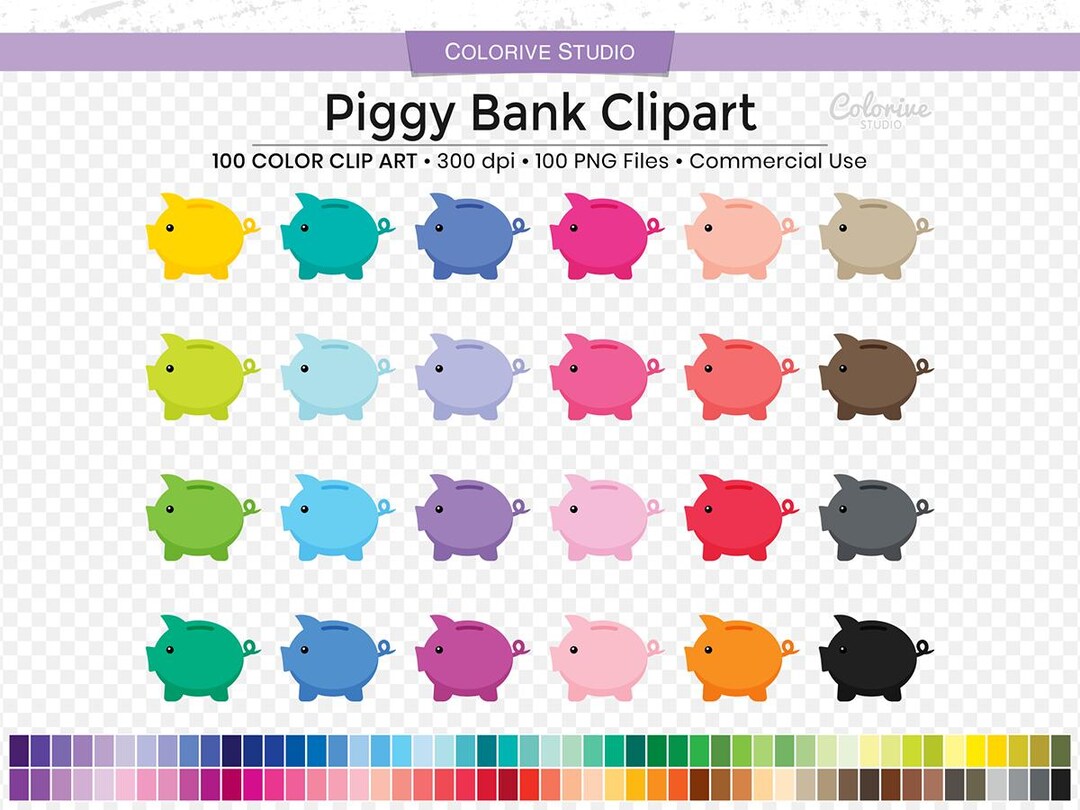 100 Piggy Bank Clipart 100 Rainbow Colors Savings Finances Pay Day Png ...
