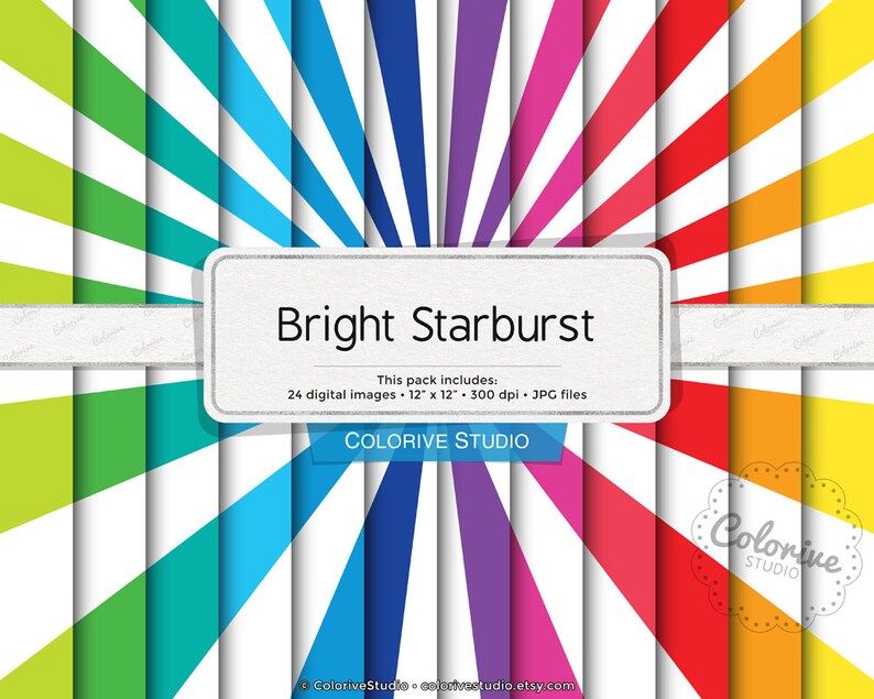 Bright Starburst Digital Papers Light Sun Burst Rays - Etsy