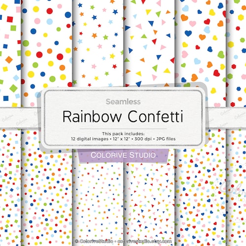 Pastel Rainbow Confetti Digital Paper Confetti Background - Etsy