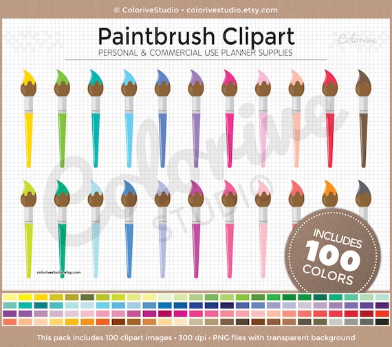 100 Paintbrush Clipart Rainbow Colors Artist Art Paint Brush | Etsy