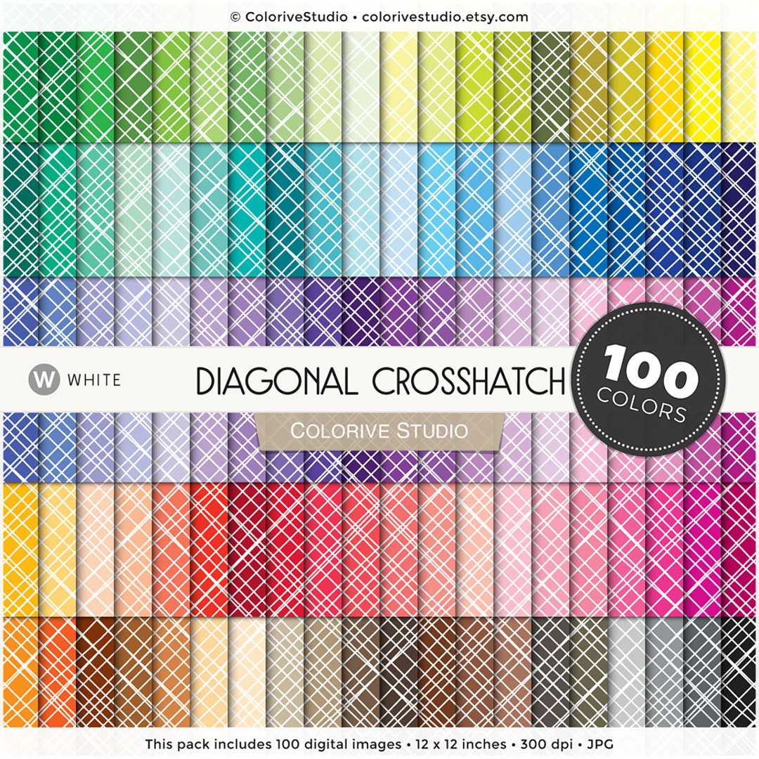 Crosshatch Digital Paper 100 Rainbow Colors Diagonal - Etsy