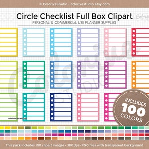 100 Circle Checklist Full Box Planner Clipart 6 Dots List Erin - Etsy