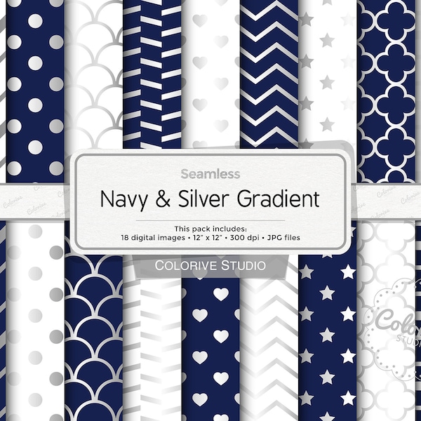 Navy Blue and Silver - Etsy