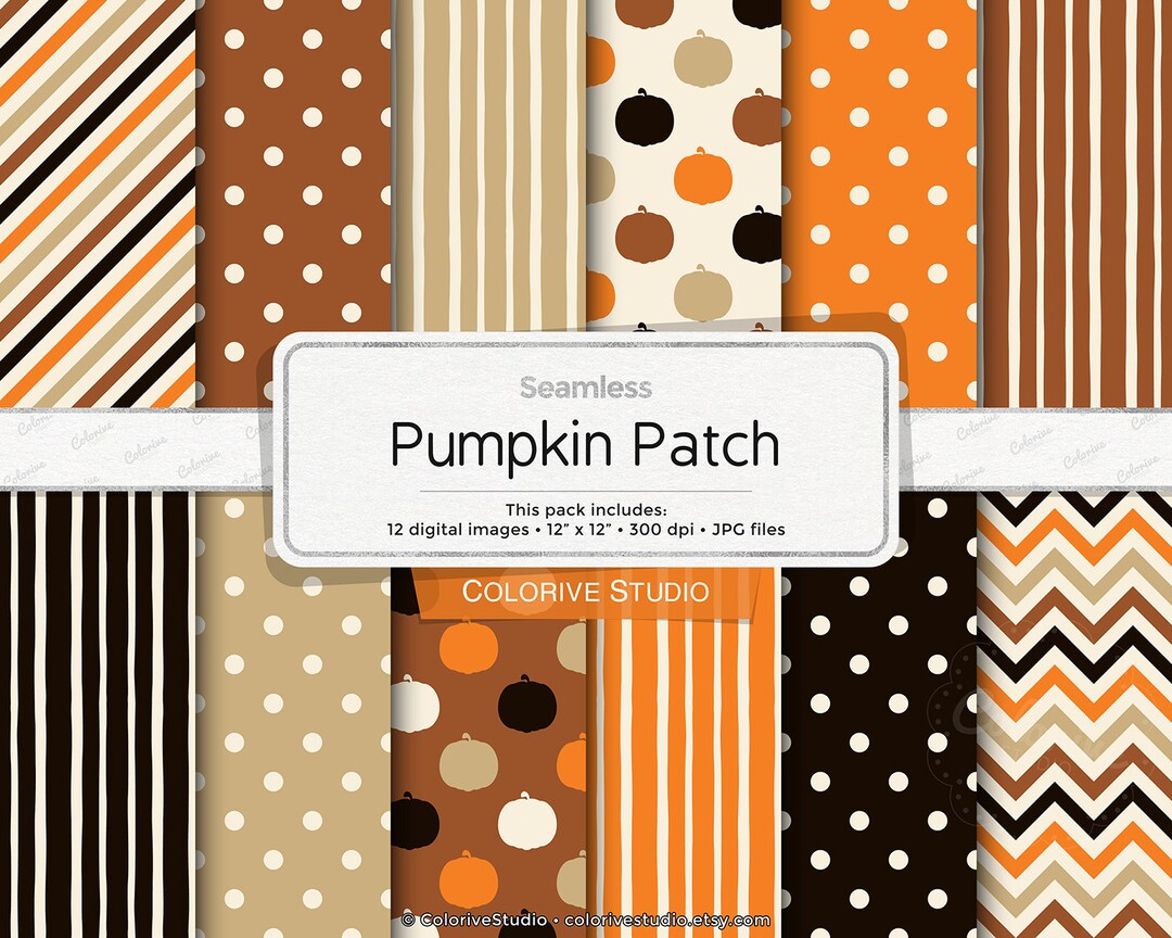 Pumpkin Patch Digital Paper Pumpkin Pattern in Brown Orange - Etsy