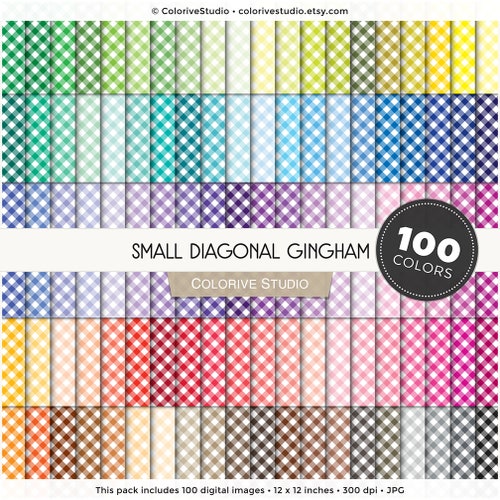 Watercolor Gingham Digital Paper 100 Rainbow Colors Water - Etsy