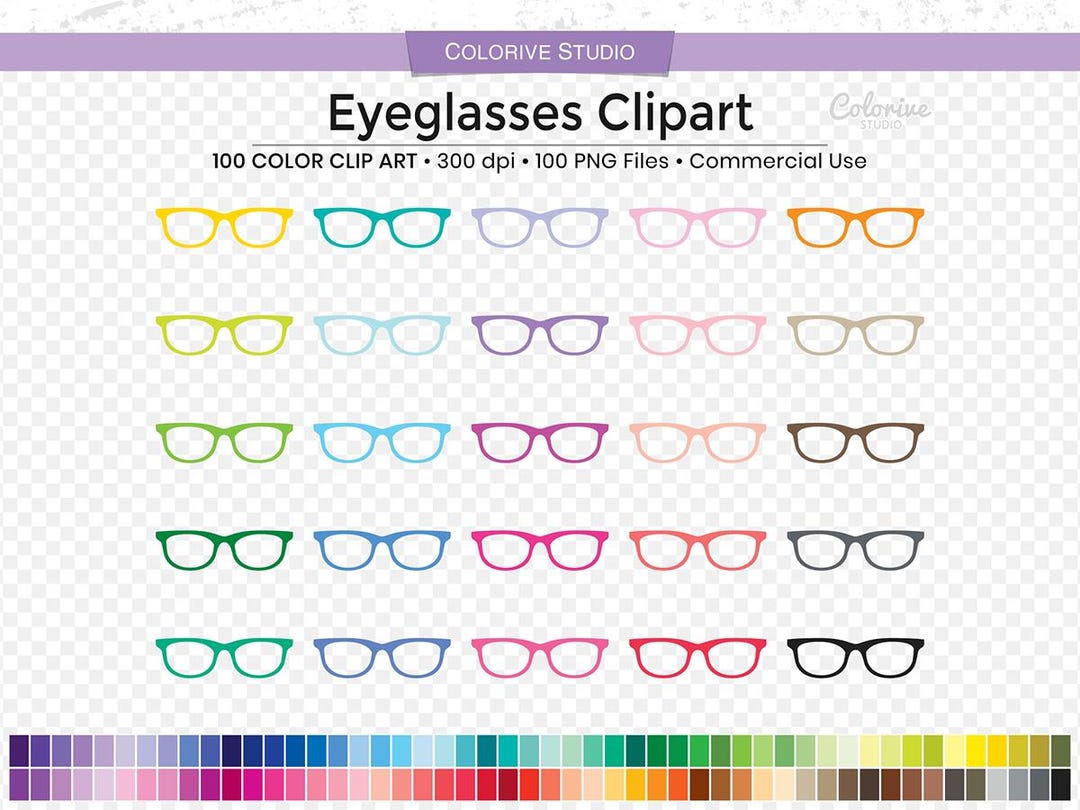 Rainbow Eyeglasses Clipart: 100 PNG Illustrations (commercial Use) - Etsy