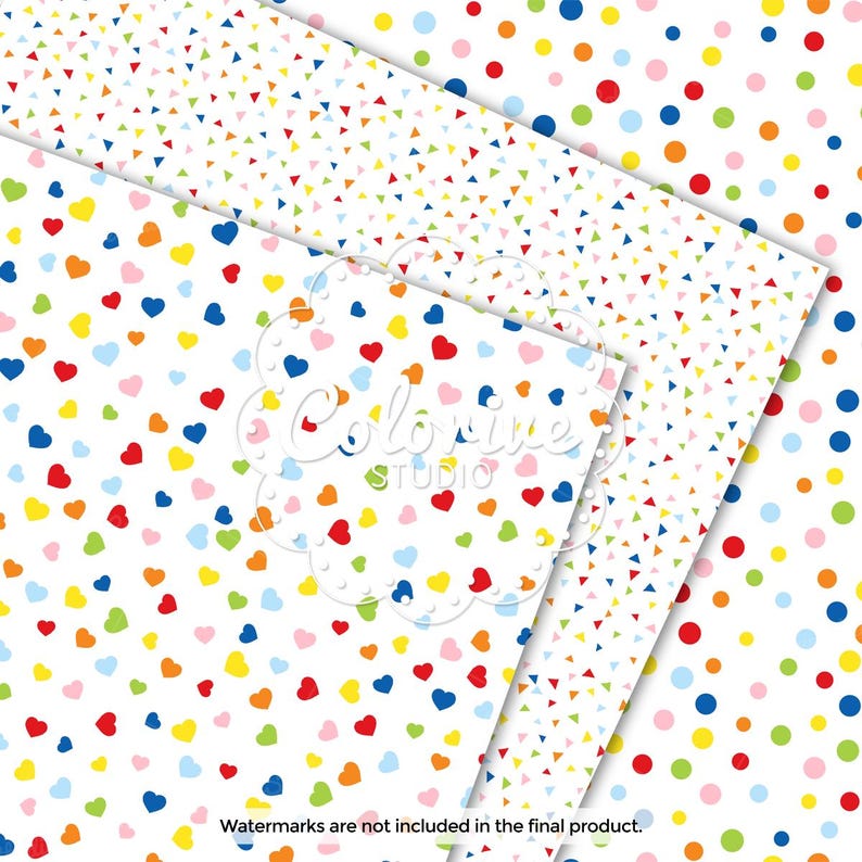 Rainbow Confetti Digital Paper: Seamless Party Backgrounds (digital ...