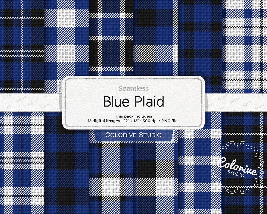 Blue Plaid Digital Paper, Buffalo Tartan, Checkered, Lumberjack, Check ...