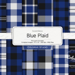 Blue Plaid Digital Paper, Buffalo Tartan, Checkered, Lumberjack, Check ...