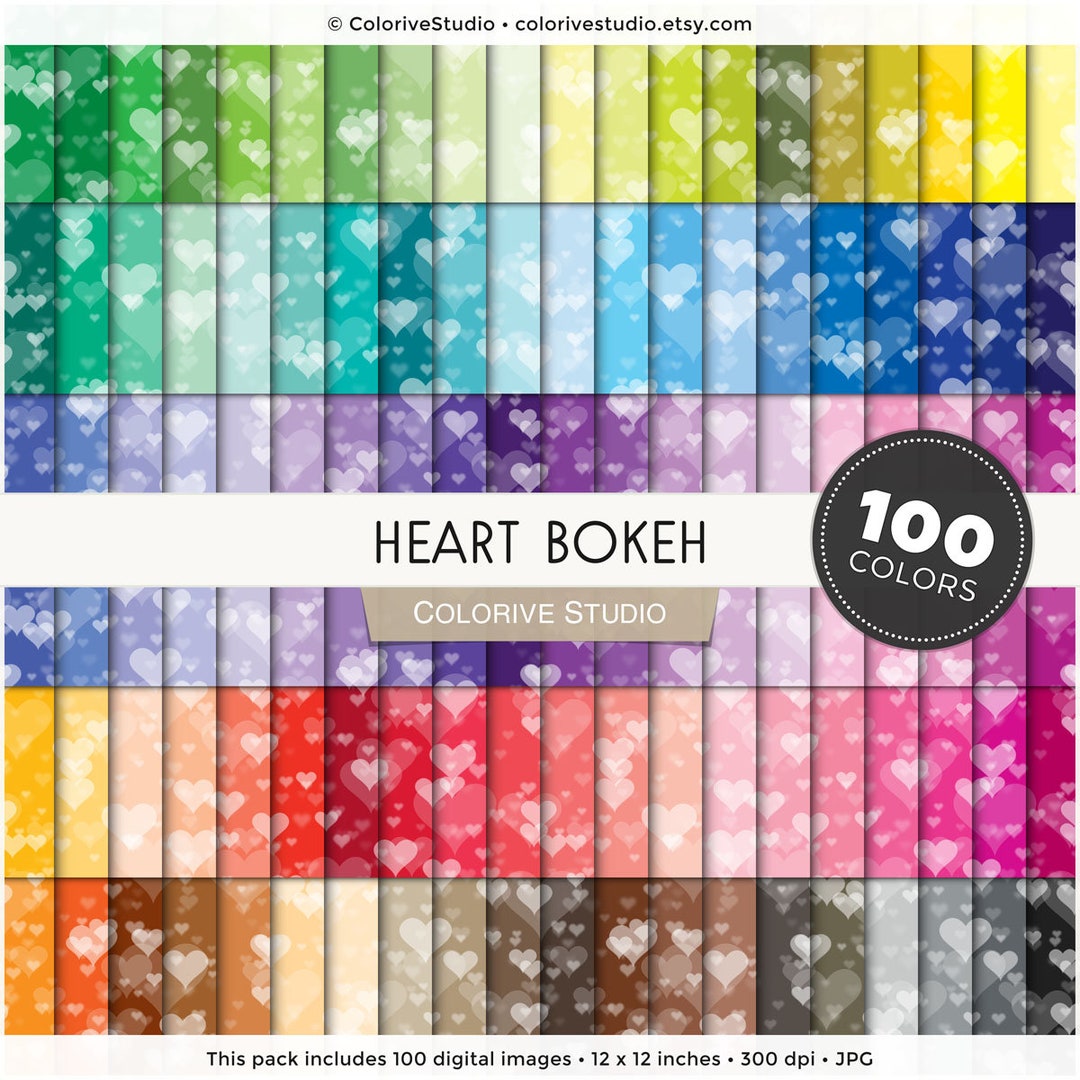 Heart Bokeh Digital Paper 100 Rainbow Colors Love Heart Bokeh - Etsy
