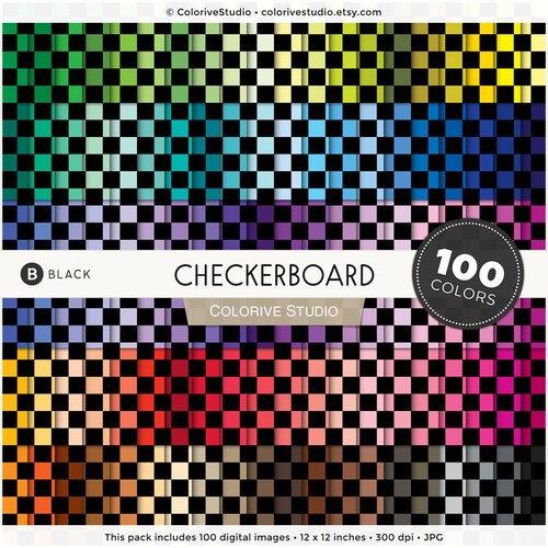 Checkerboard Digital Paper 100 Rainbow Colors Checkered Check - Etsy