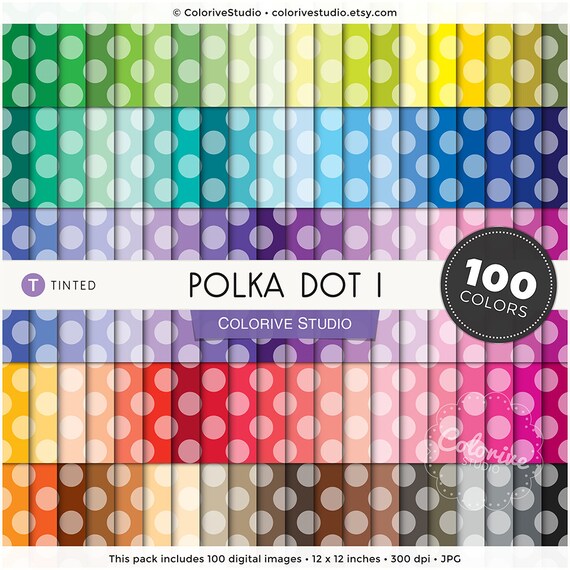 Tinted Polka Dots Digital Paper 100 Rainbow Colors Seamless - Etsy