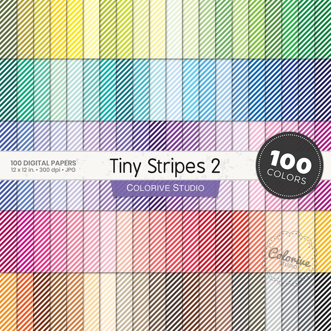 Tiny Diagonal Stripes 2 Digital Paper 100 Rainbow Colors Small Stripes ...