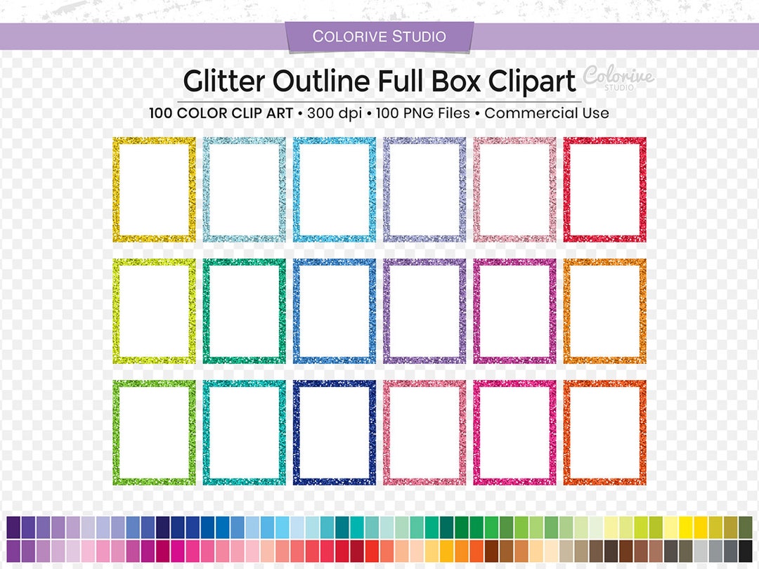 100 Glitter Outline Full Box Planner Clipart Glitter Texture - Etsy