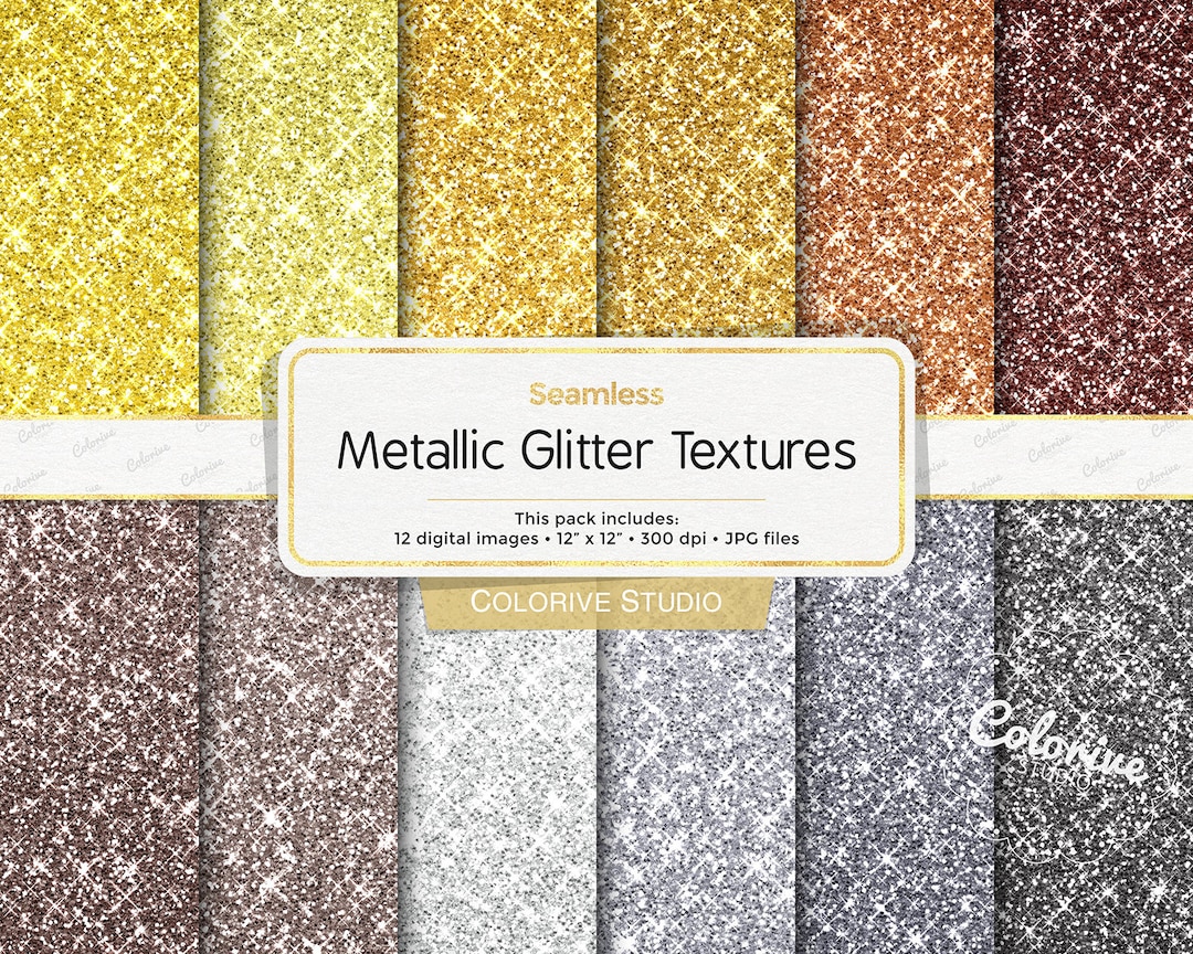 Metallic Glitter Textures Digital Paper, Sparkle Gold Silver Bronze ...