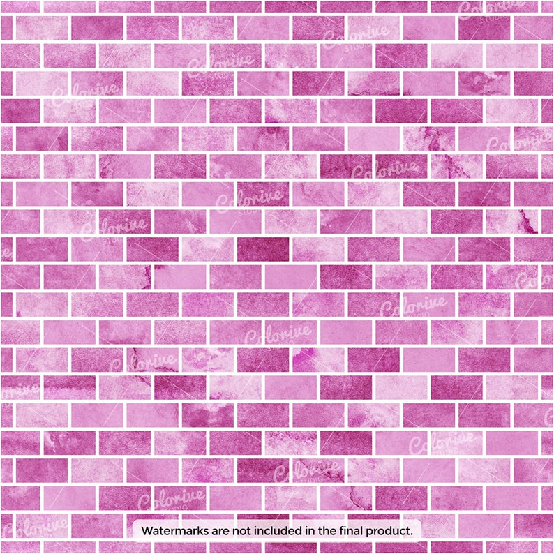 Watercolor Bricks Digital Paper 100 Rainbow Colors Water Colour Brick ...