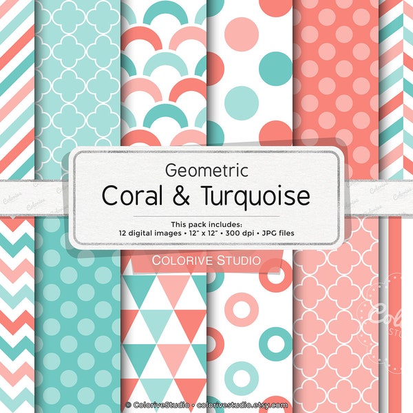 Coral Digital Paper - Etsy