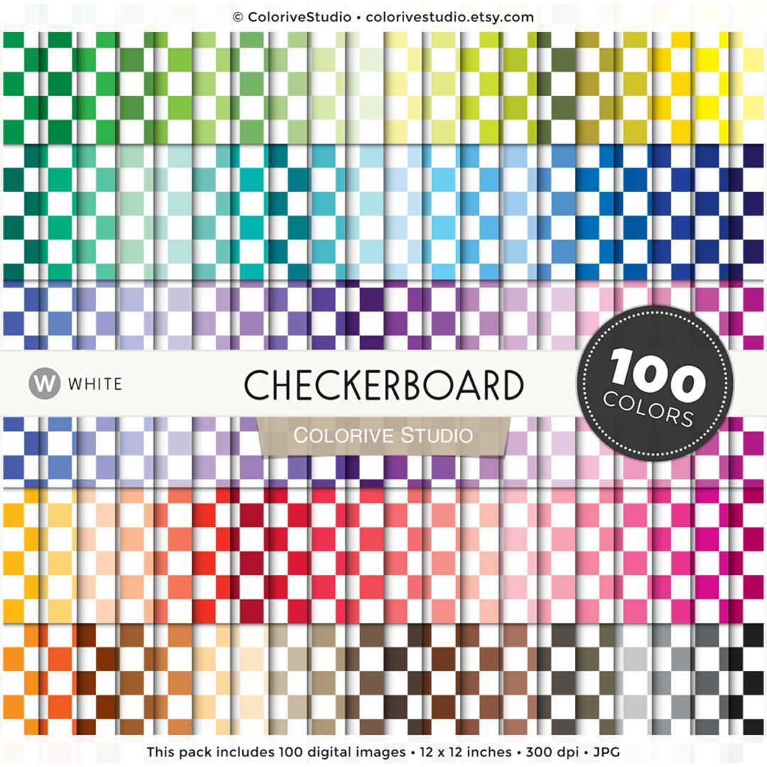 Checkerboard Digital Paper 100 Rainbow Colors Checkered Check - Etsy