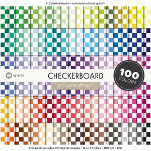 Checkerboard Digital Paper 100 Rainbow Colors Checkered Check - Etsy