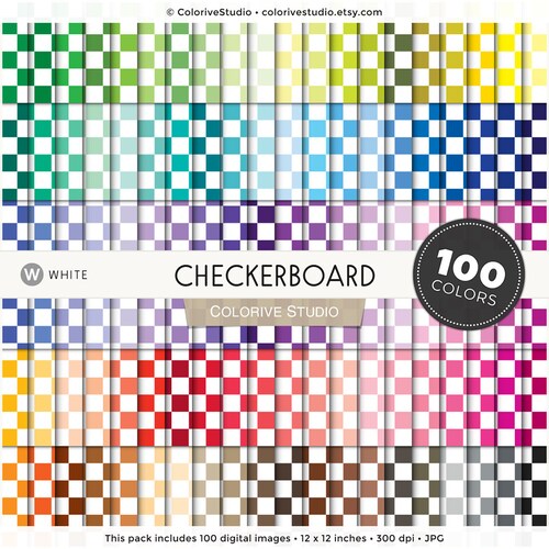 Checkerboard Digital Paper 100 Rainbow Colors Checkered Check - Etsy