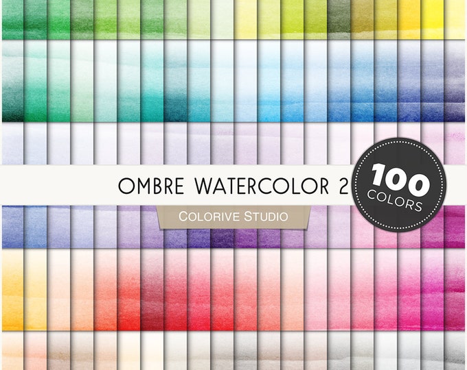 Ombre Watercolor Digital Paper 100 Rainbow Colors Gradient - Etsy