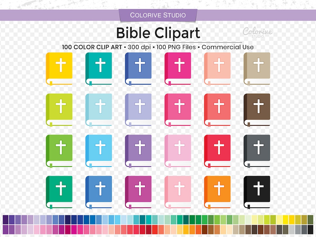 Bible Clipart 100 Colors PNG, Cute Bible Clipart Pack, Bible Study ...