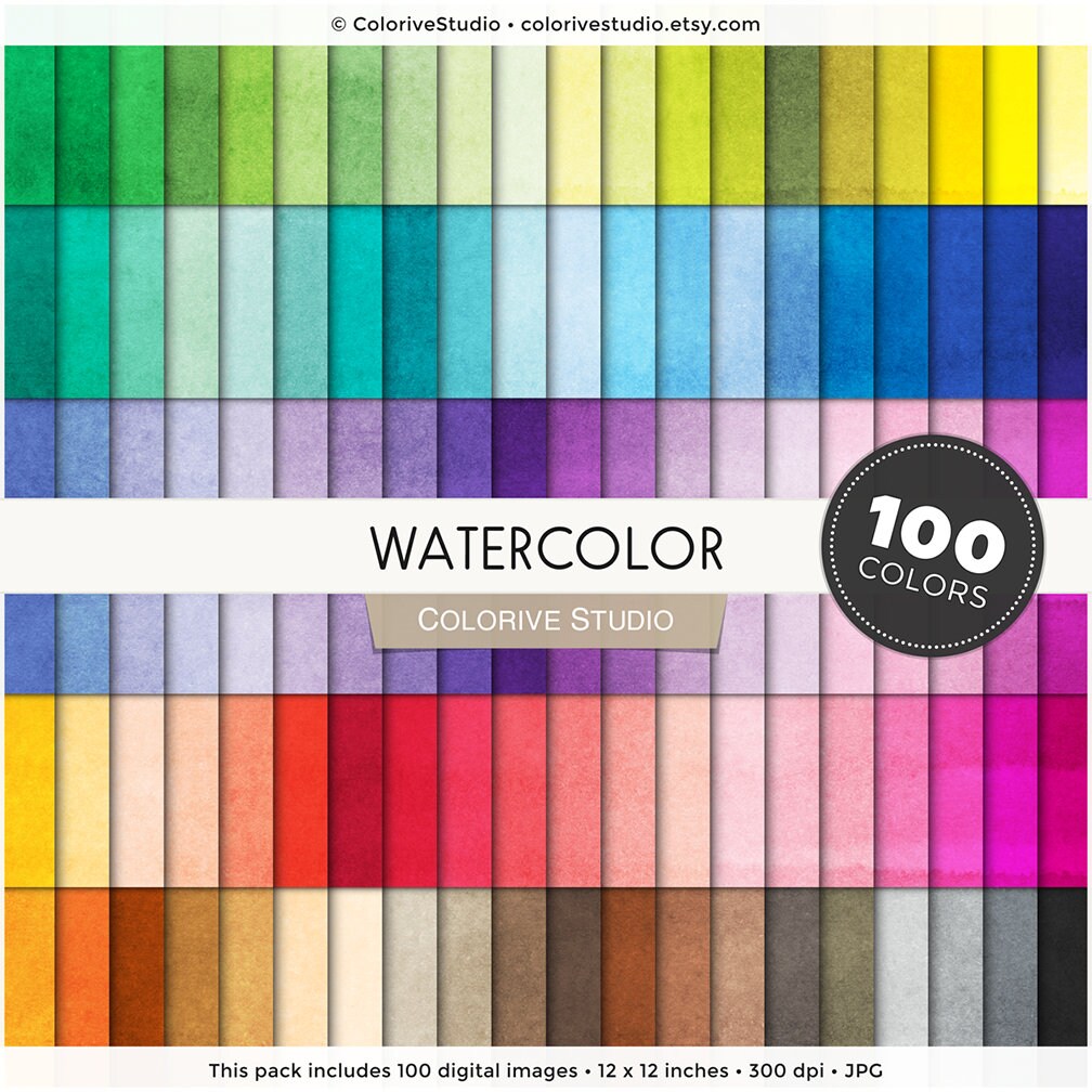 Watercolor Digital Paper 100 Rainbow Colors Water Colour - Etsy