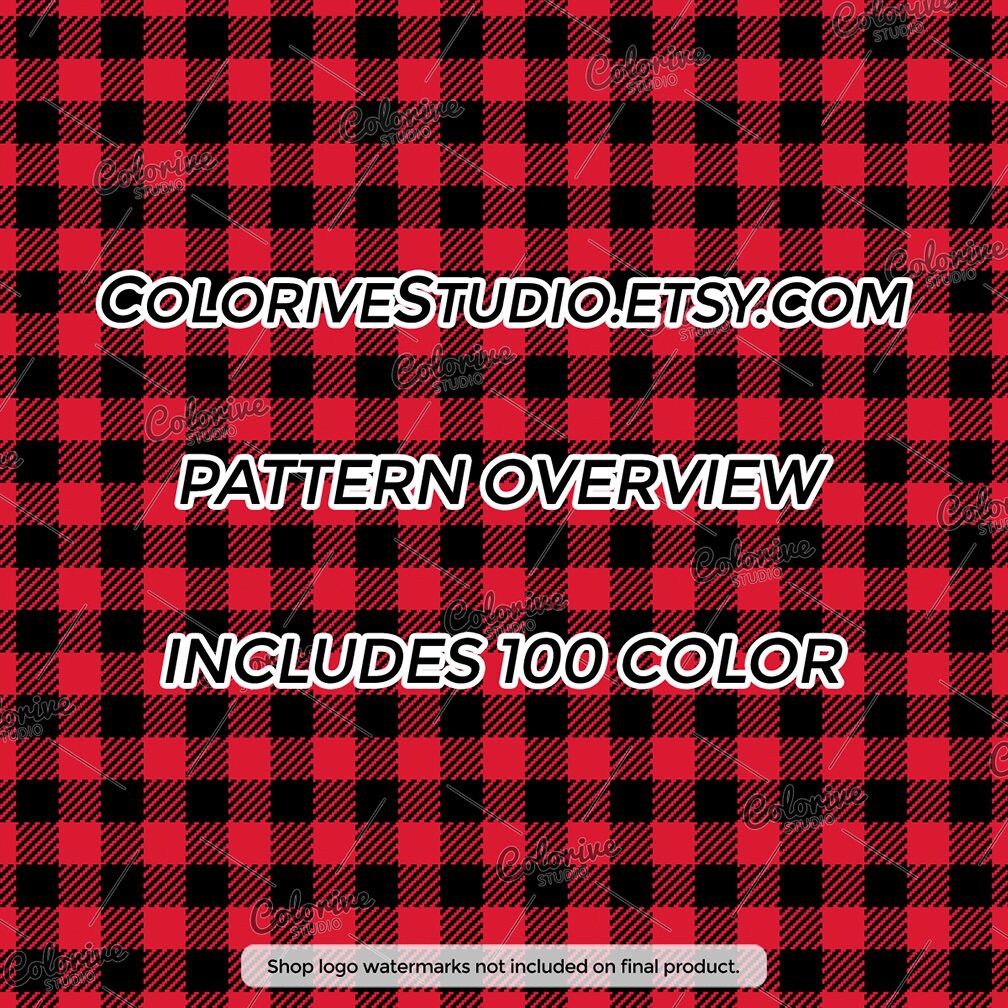Buffalo Plaid Digital Paper 100 Rainbow Colors Black Buffalo | Etsy
