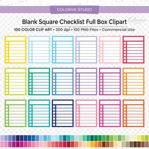 100 Blank Square Checklist Planner Clipart Empty List Png Illustration ...