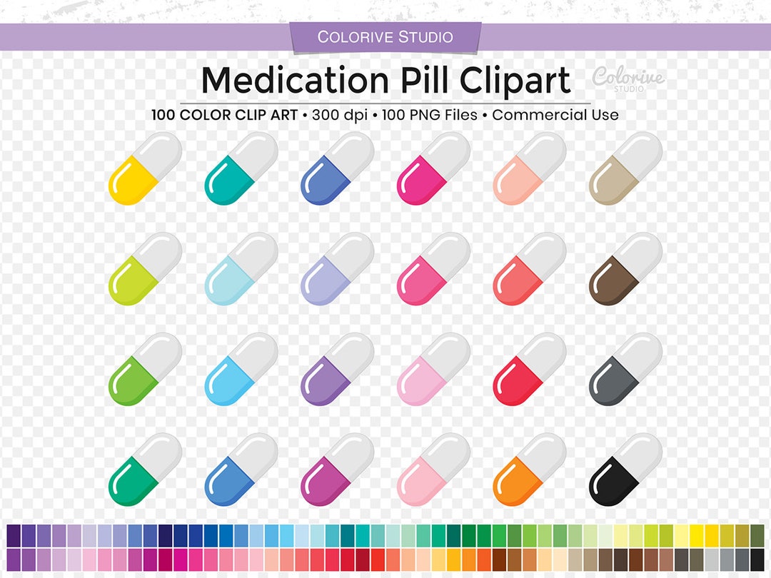 100 Medication Pill Clipart Rainbow Colors Doctor Medicine Png ...
