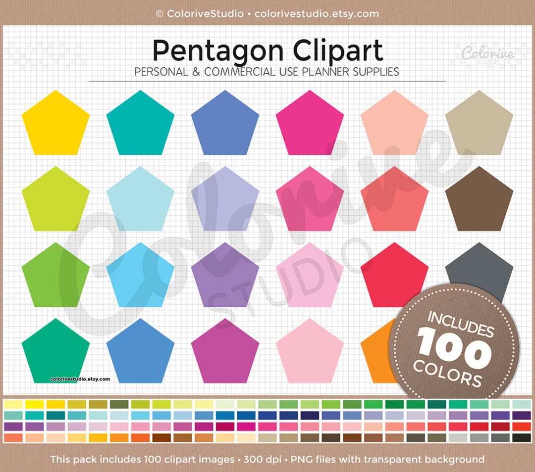 100 Pentagon Clip Art in Rainbow Colors Basic Regular Pentagon - Etsy