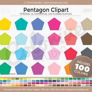 100 Pentagon Clip Art in Rainbow Colors Basic Regular Pentagon | Etsy