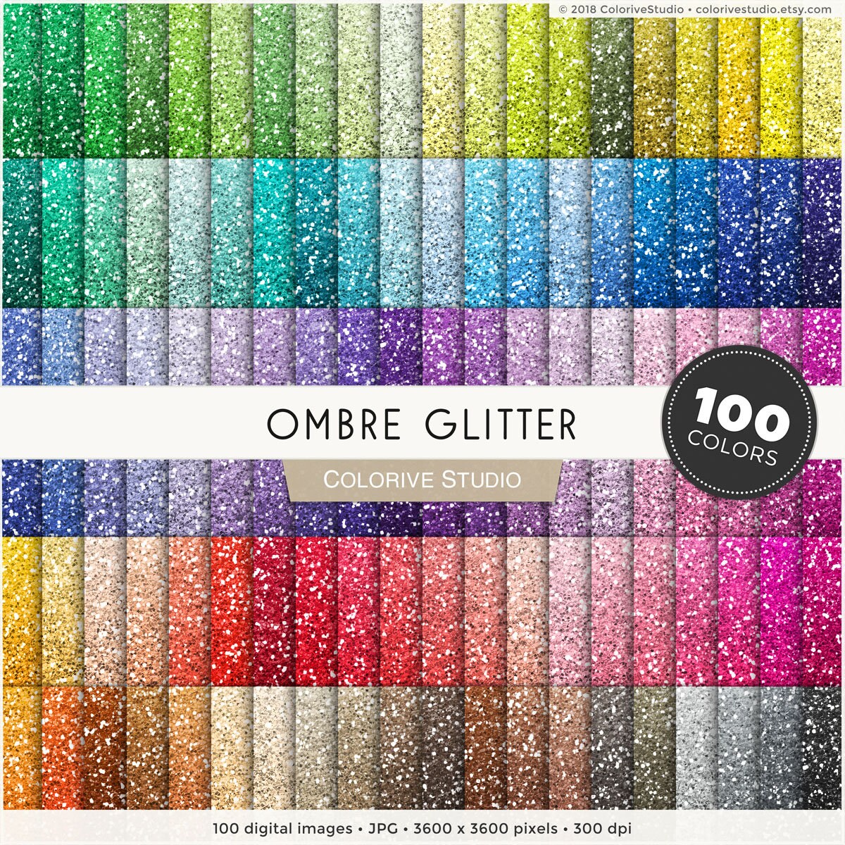 Ombre Glitter digital paper 100 rainbow colors ombre glitter | Etsy