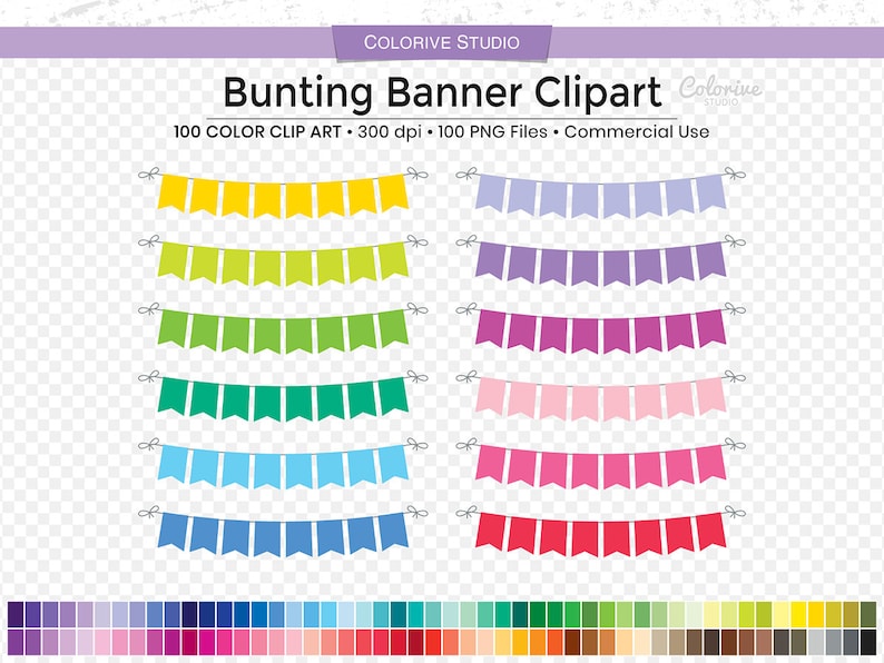 Bunting Banner PNG Clipart 100 Rainbow Colors Pennant Flags Planner ...