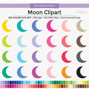 100 Moon Clipart in Rainbow Colors Crescent Half Moon Sleep Time Png ...