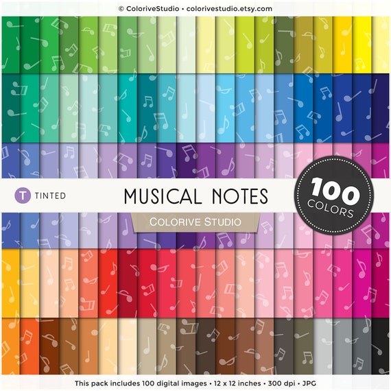 Tinted Musical Notes Digital Paper 100 Rainbow Colors Fun - Etsy