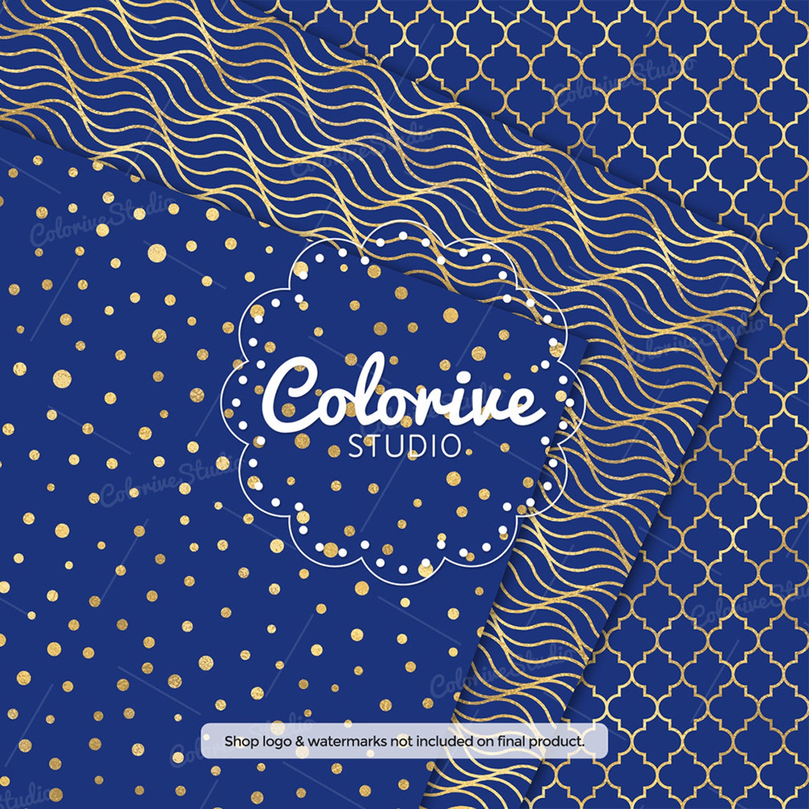 Royal Blue and Gold Digital Paper Seamless Elegant and - Etsy