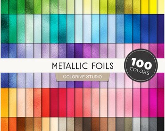 Foil Digital Paper 100 Rainbow Colors Metallic Foils | Etsy