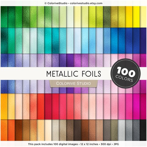 Foil Digital Paper 100 Rainbow Colors Metallic Foils - Etsy