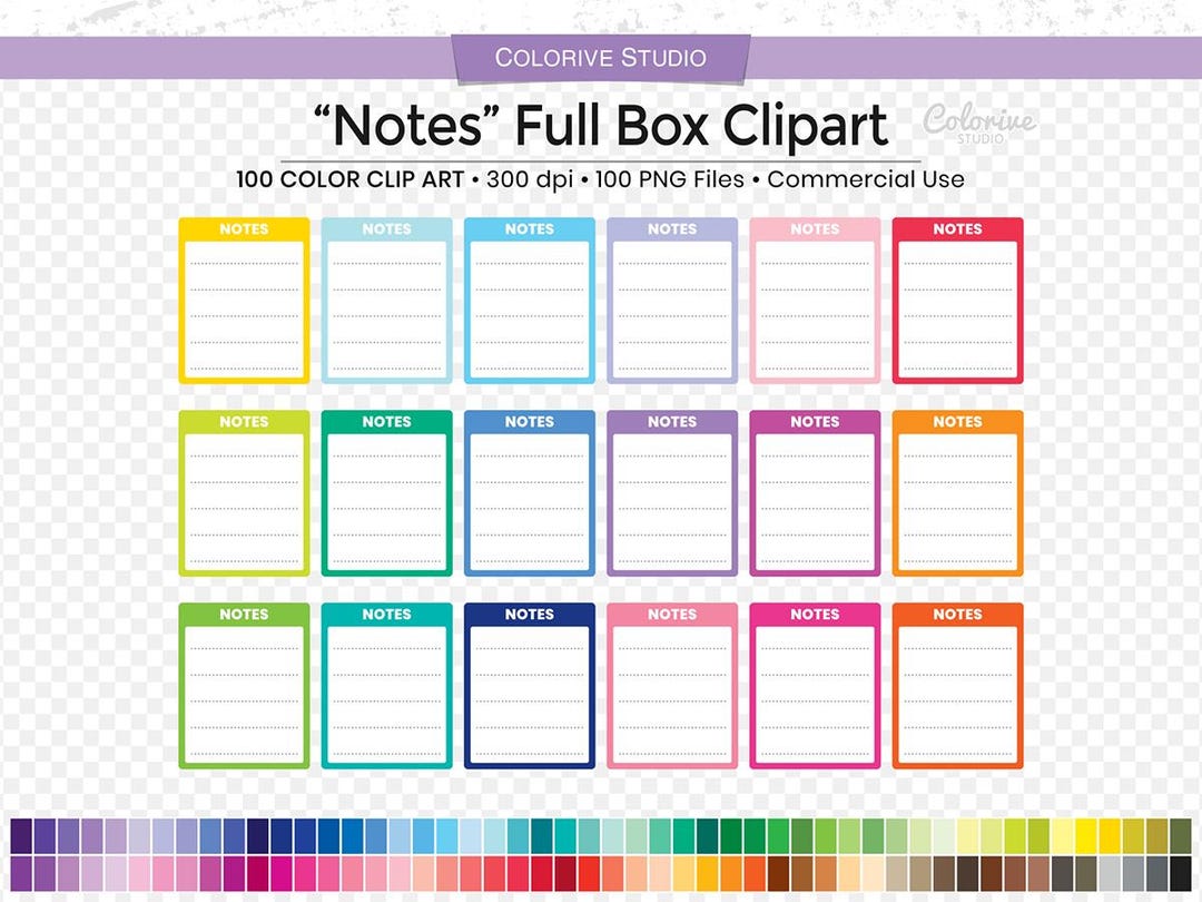 100 Notes Full Box Planner Clipart Memo Notes Box Png Clip Art Planner ...
